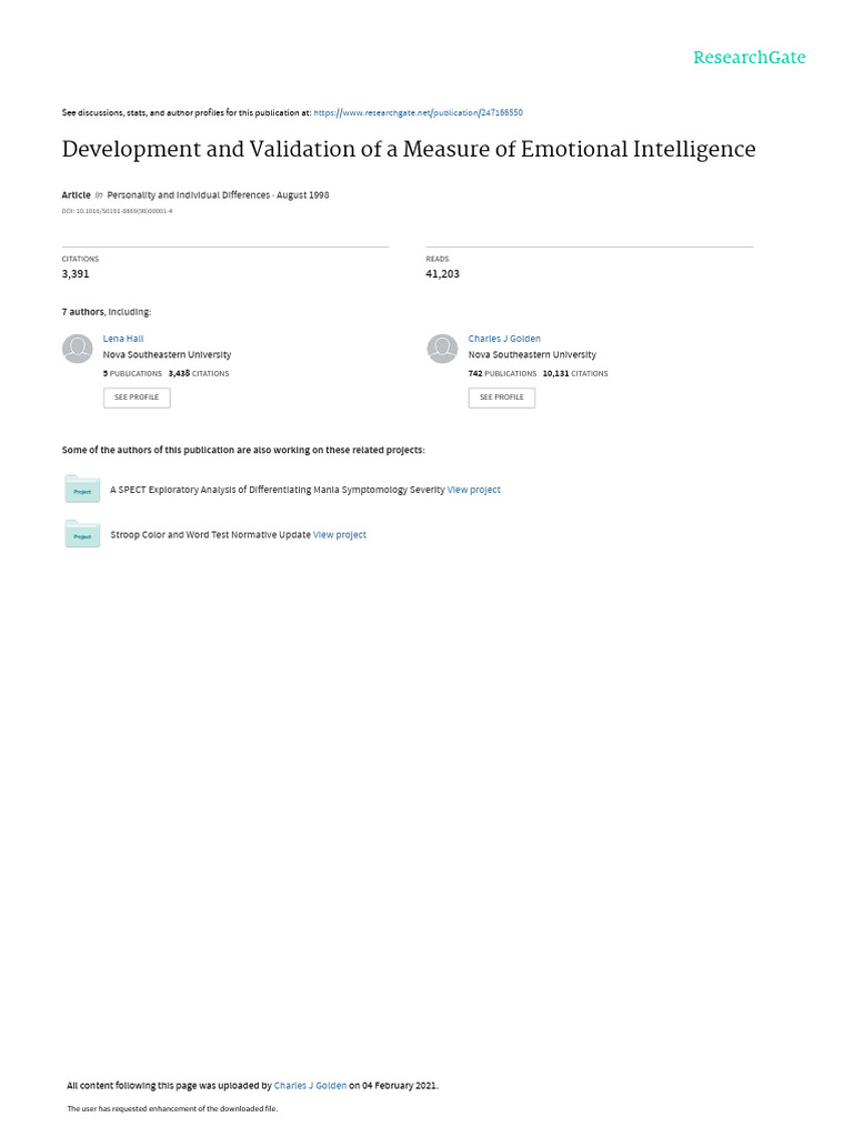 Development and Validation of a Measure of Emotion | PDF