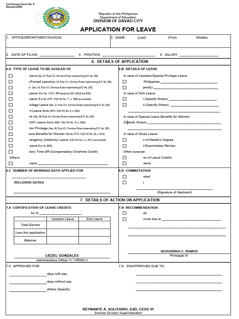 Leave Application Form Template | PDF