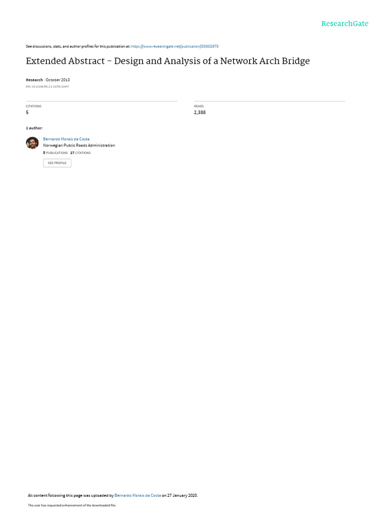 Extended-Design and Analysis of A Network Arch Bridge | PDF