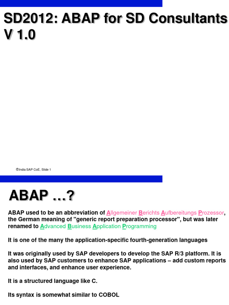 ABAP For SD Consultants | PDF | Databases | Computer Program