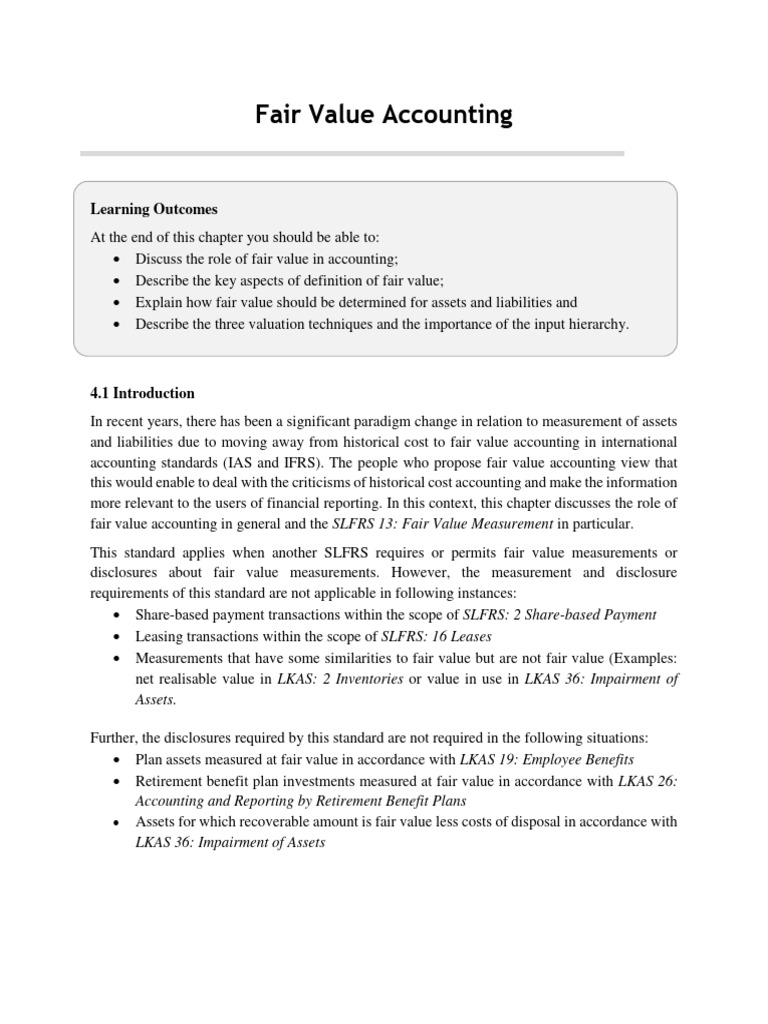 Fair Value Accounting | Download Free PDF | Fair Value | Valuation ...