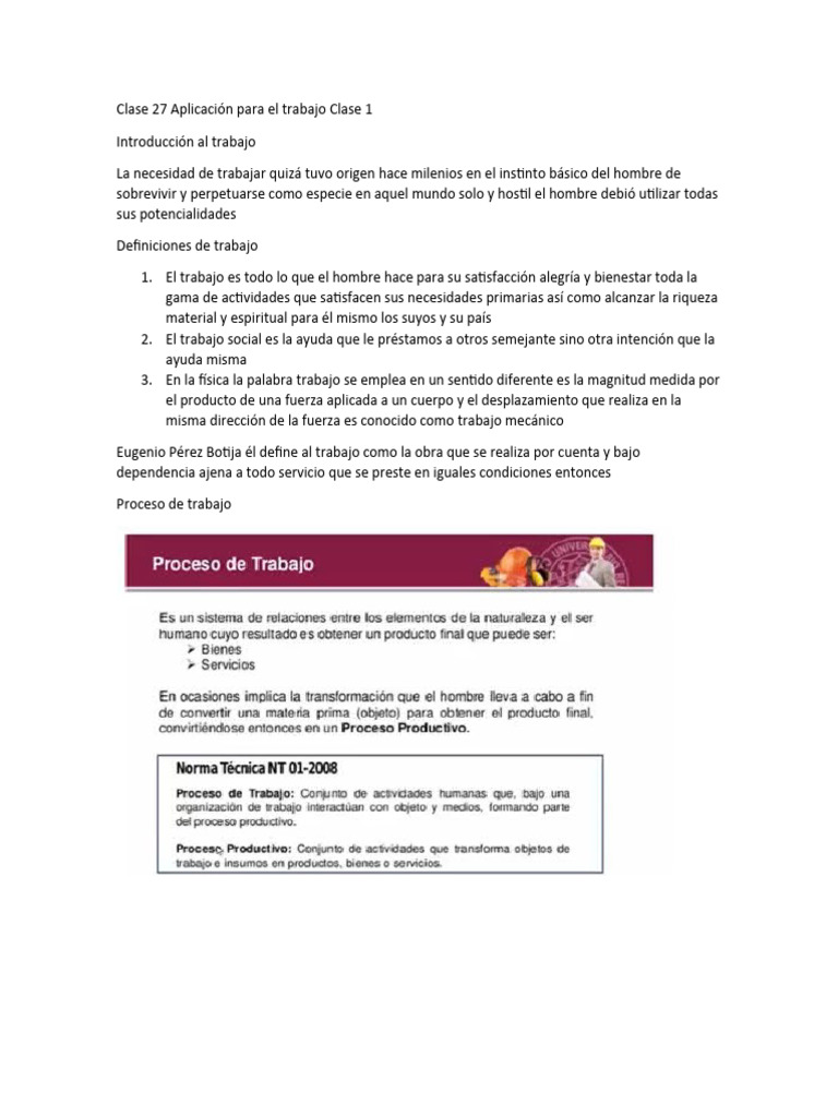 Clase 27 Aplicación para El Trabajo Clase 1 | PDF | Humano | Sociedad