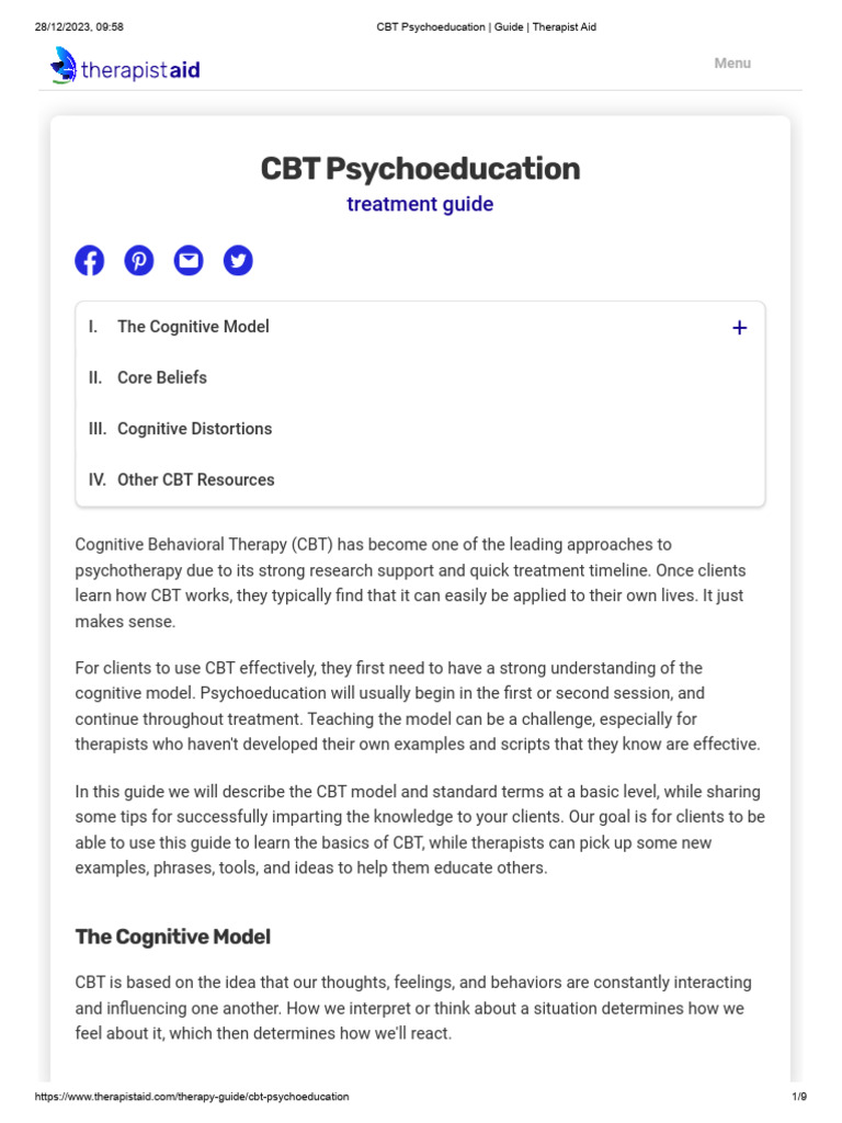 CBT Psychoeducation _ Guide | PDF | Cognitive Behavioral Therapy | Psychotherapy