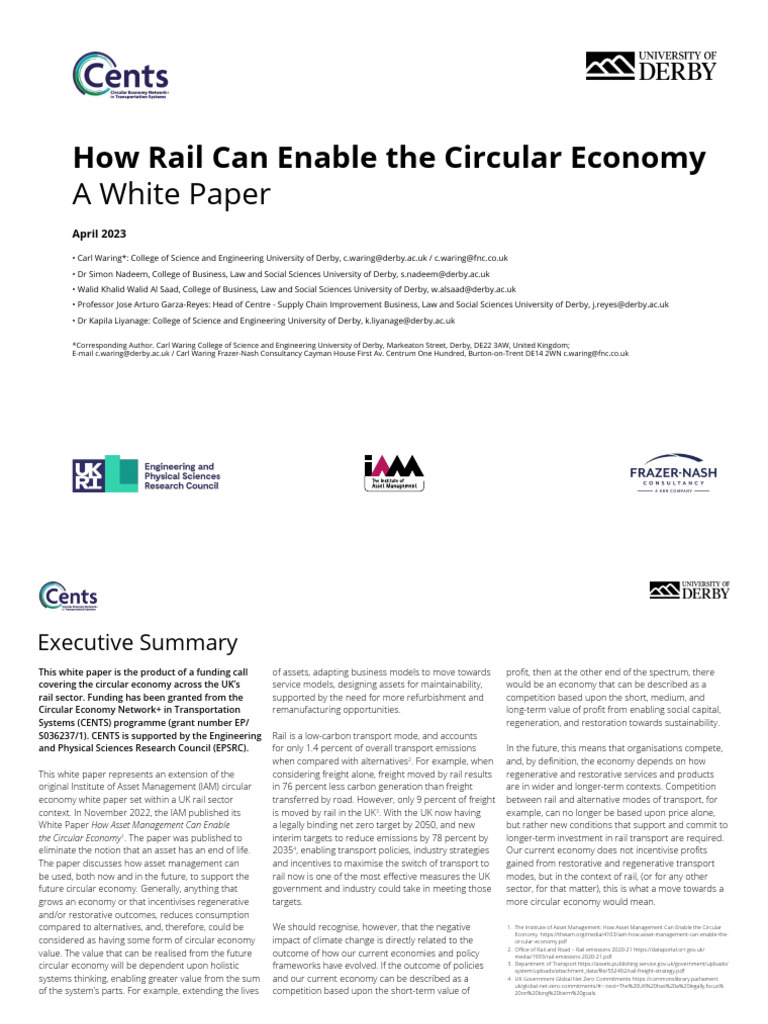 Rail's Role in Circular Economy | PDF | Transport | Rail Transport