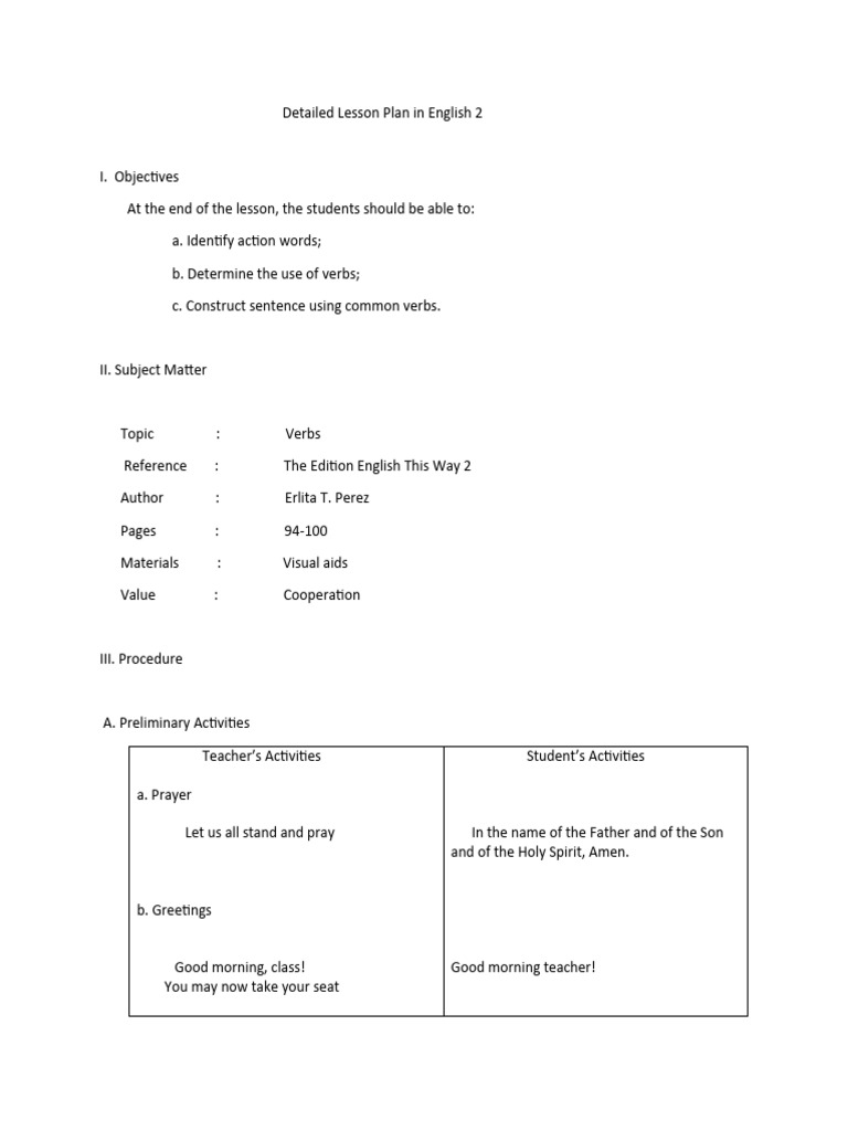 Detailed Lesson Plan in English 2 | PDF | English Language | Linguistics