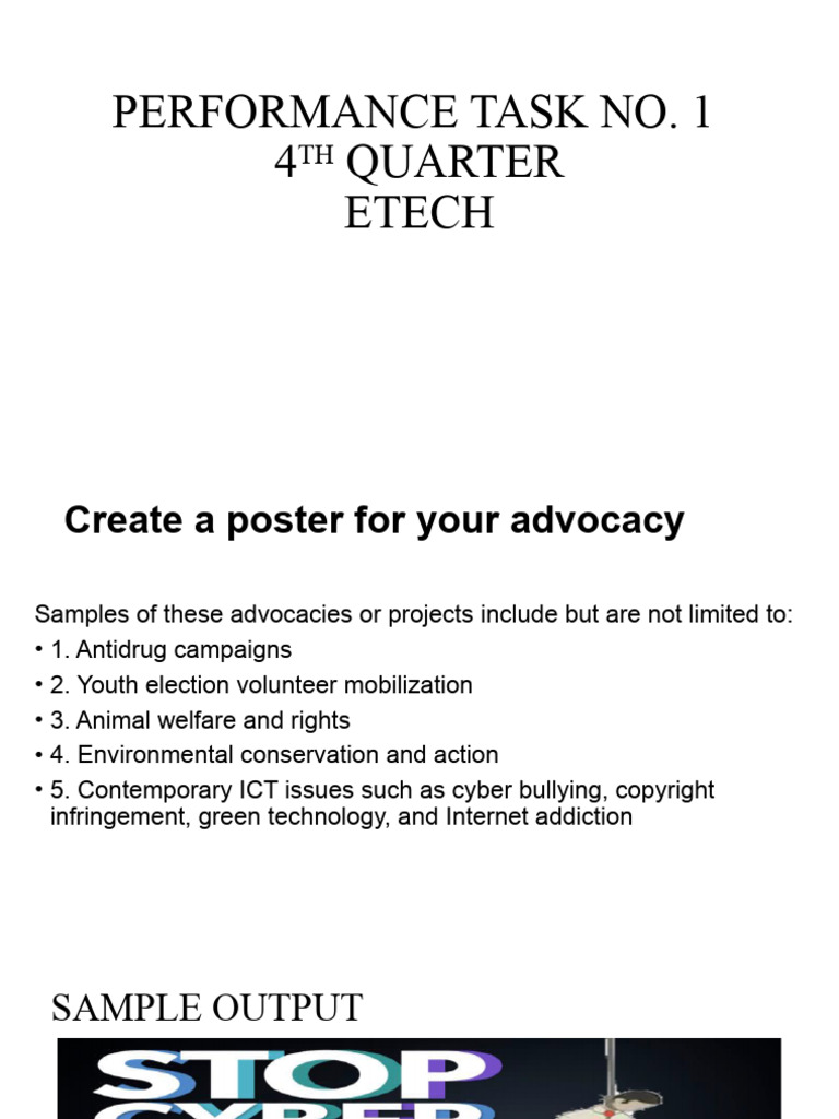 Performance Task No 1 Quarter 4 Etech | PDF | Computers