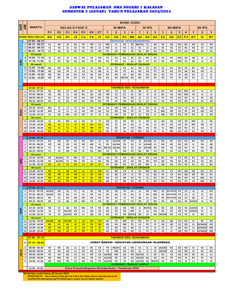 EDIT 1 JADWAL SEM 2 TH 2023.2024 | PDF
