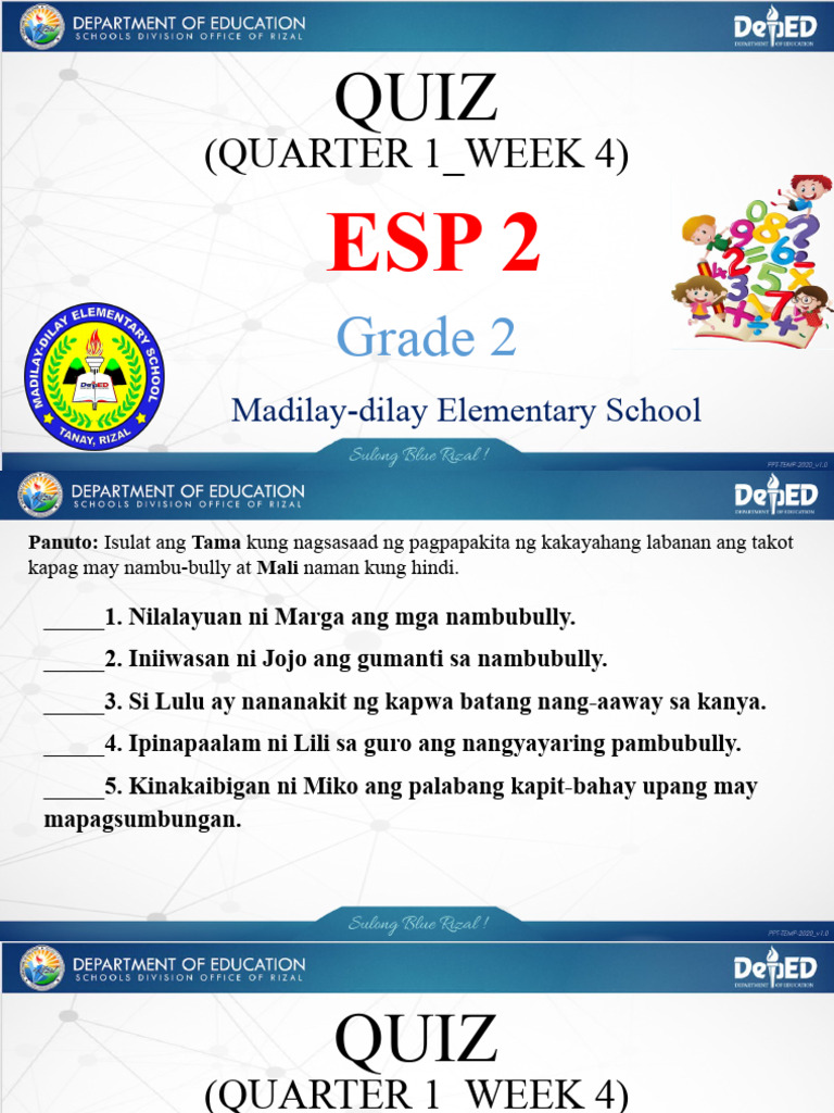 Grade 2-Week 4 - Quizes Melc-Based | PDF