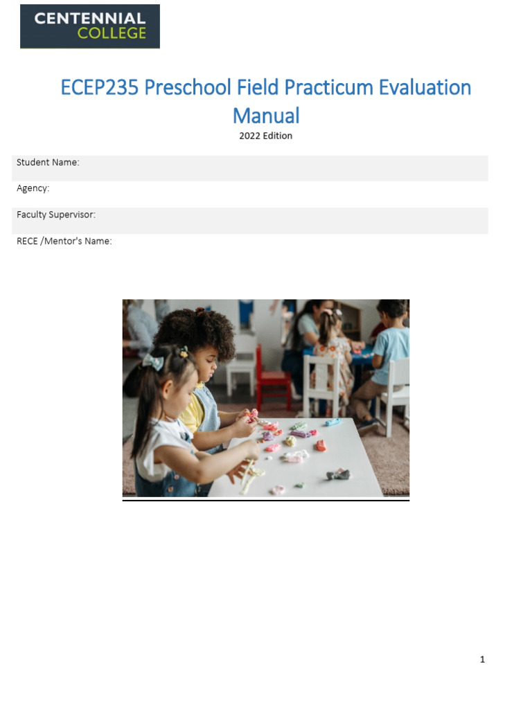 ECEP235 Preschool Field Practicum Evaluation Manual (2022 Edition) - 1 | PDF