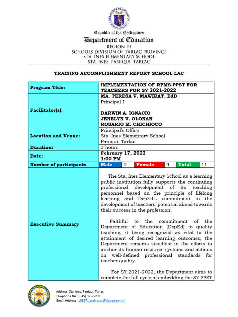 SLAC February 2022 Accomplishment Report | PDF