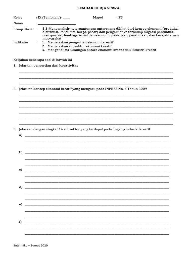 Lks Ips 9 Ekonomi Kreatif | PDF