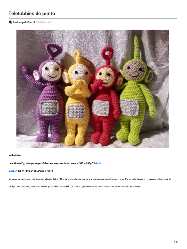 Teletubbies On Crochet Pattern | PDF | Tejer | Tecnicas artisticas