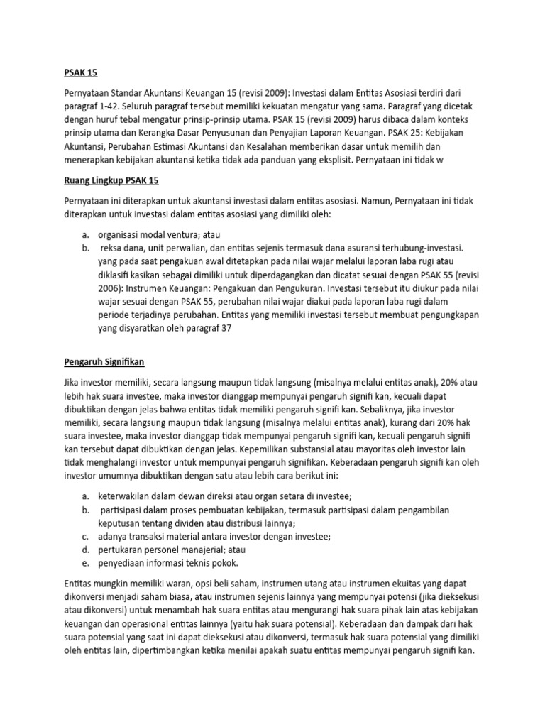 Investasi Entitas Asosiasi PSAK 15 | PDF | Bisnis