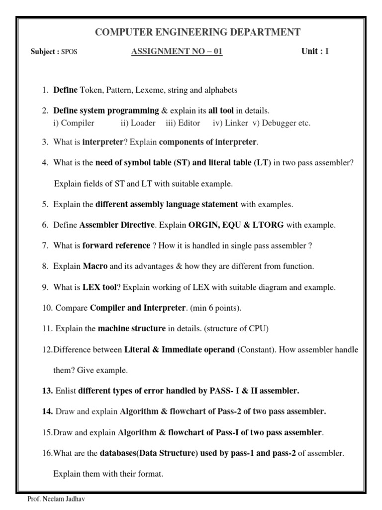 SPOS 2019 Pattern Assignment GSMCOE | PDF