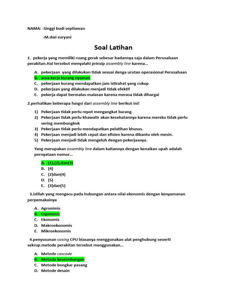 Soal Latihan PKK | PDF