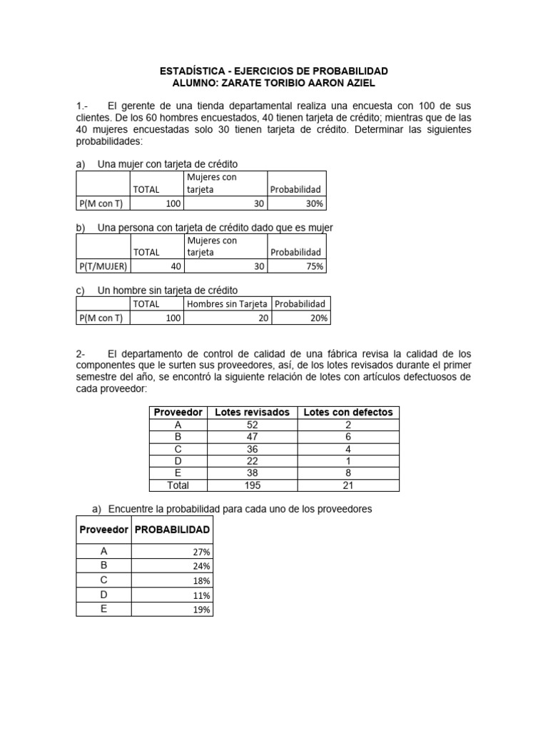 Ejercicios Probabilidad | PDF