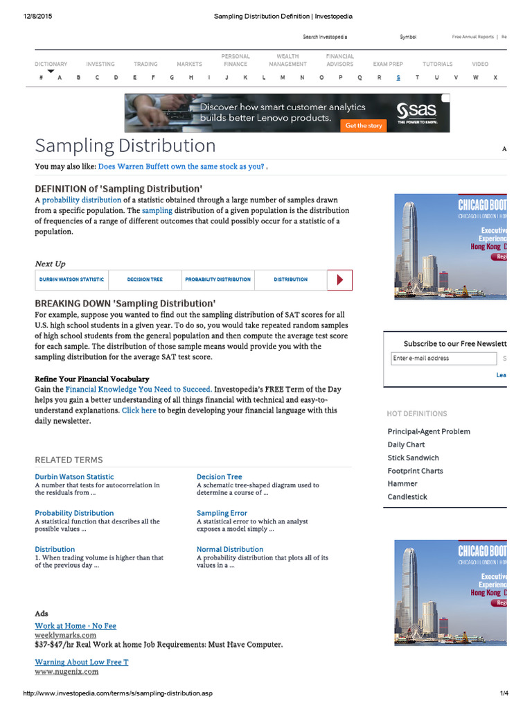 Sampling Distribution Definition - Investopedia | PDF | Investing | Internal Rate Of Return