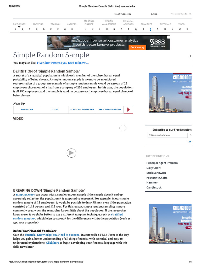 Simple Random Sample Definition - Investopedia | PDF | Sampling ...