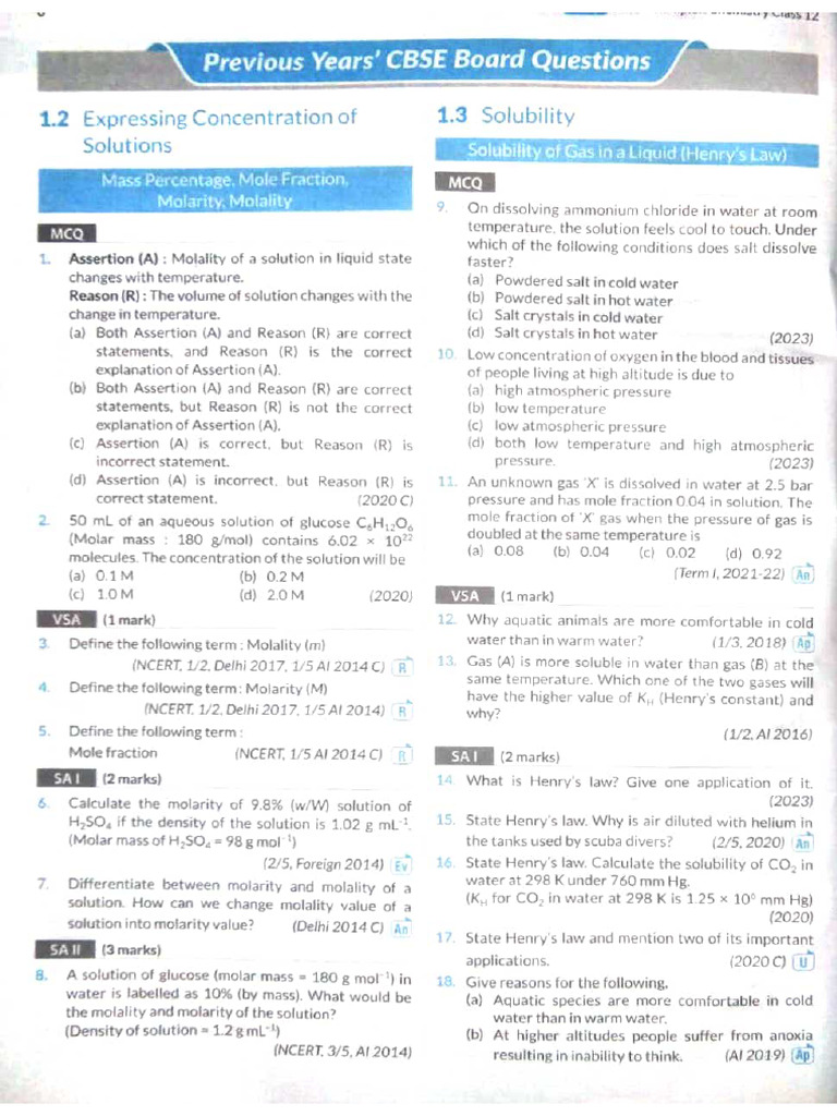 Solutions 10years Pyqs | PDF