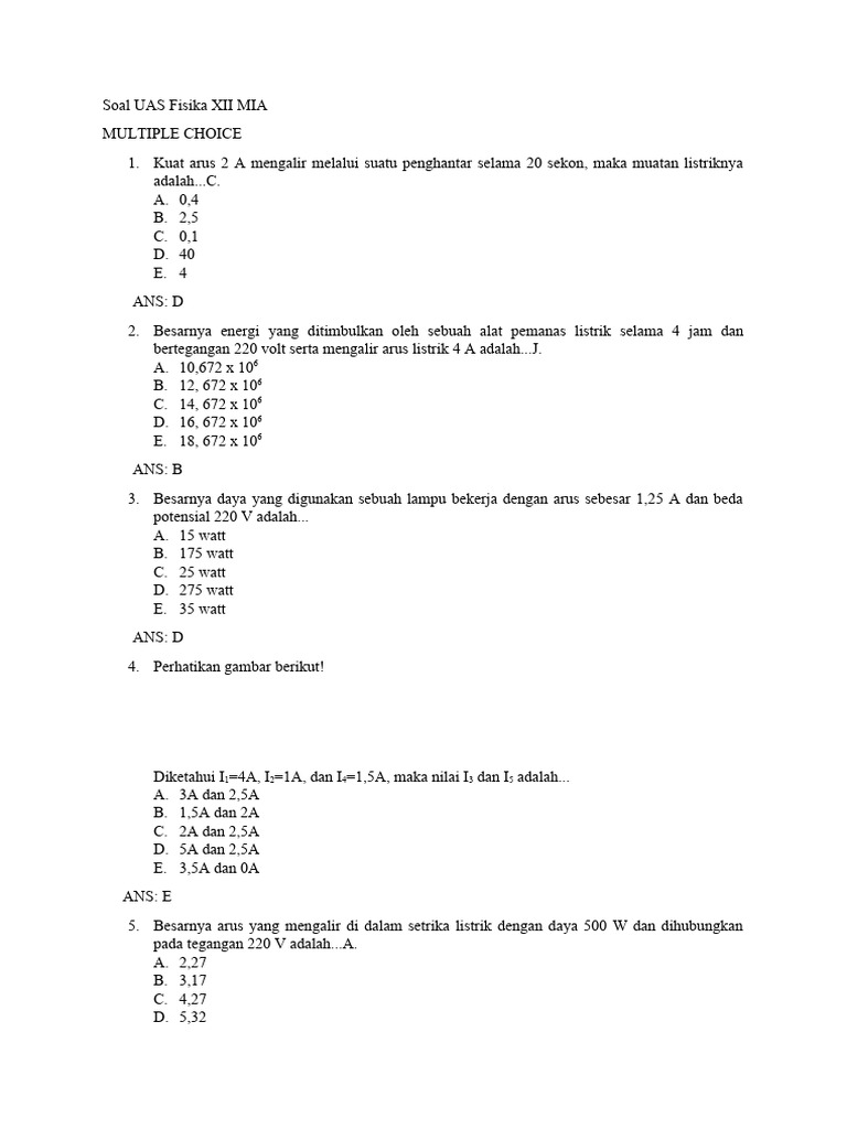 Soal UAS Fisika XII MIA | PDF