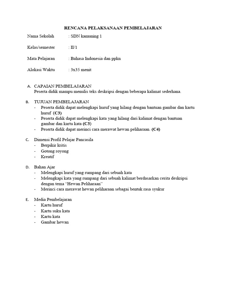 RPP Kelas 2 PBL | PDF | Karier & Perkembangan