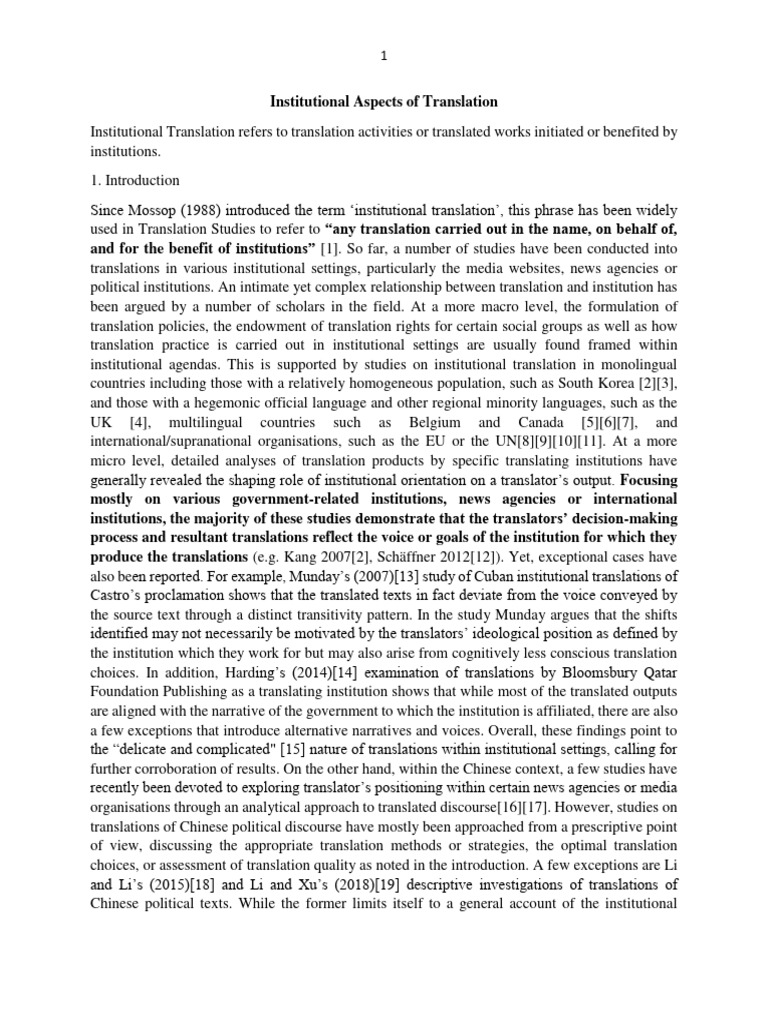 Institutional Aspects of Translation | PDF