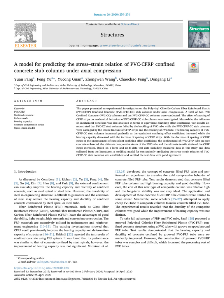 A Model For Predicting The Stress Strain Relation of PVC CFRP Con ...