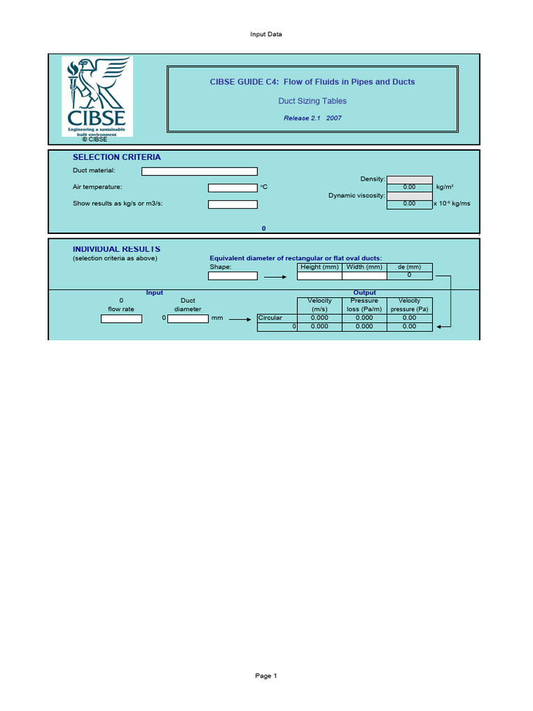 CIBSE Duct Sizing V2.1 | PDF | Fluid Dynamics | Duct (Flow)