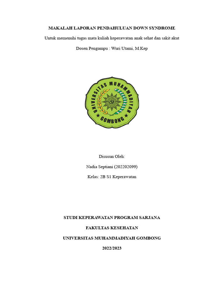 Lp&Askep Down Syndrome Septi | PDF