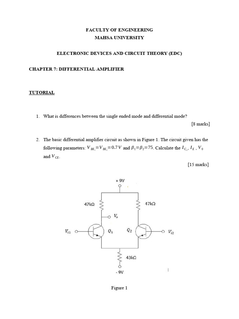 Tutorial Differential Amplifier | PDF | Science & Mathematics | Technology & Engineering