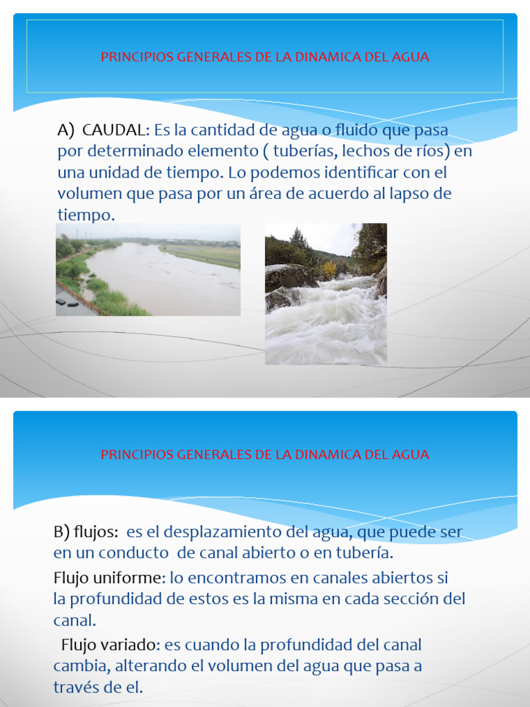 Principios de dinámica del agua | PDF | Presión | Agua