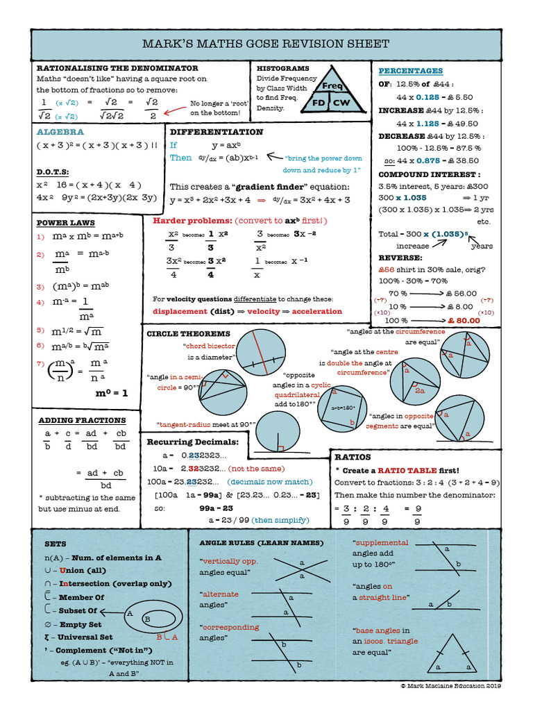 Maths With Mark - Revision Sheets | Download Free PDF | Elementary ...