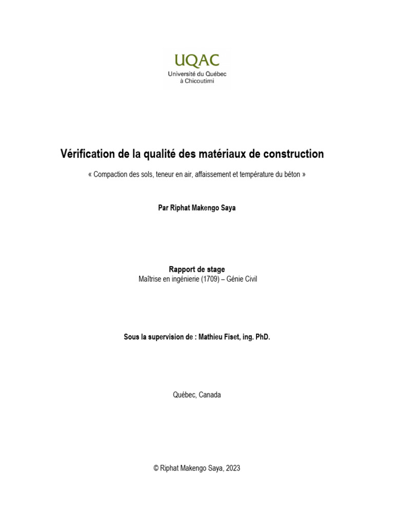 Vérification de La Qualité Des Matériaux de Construction | PDF