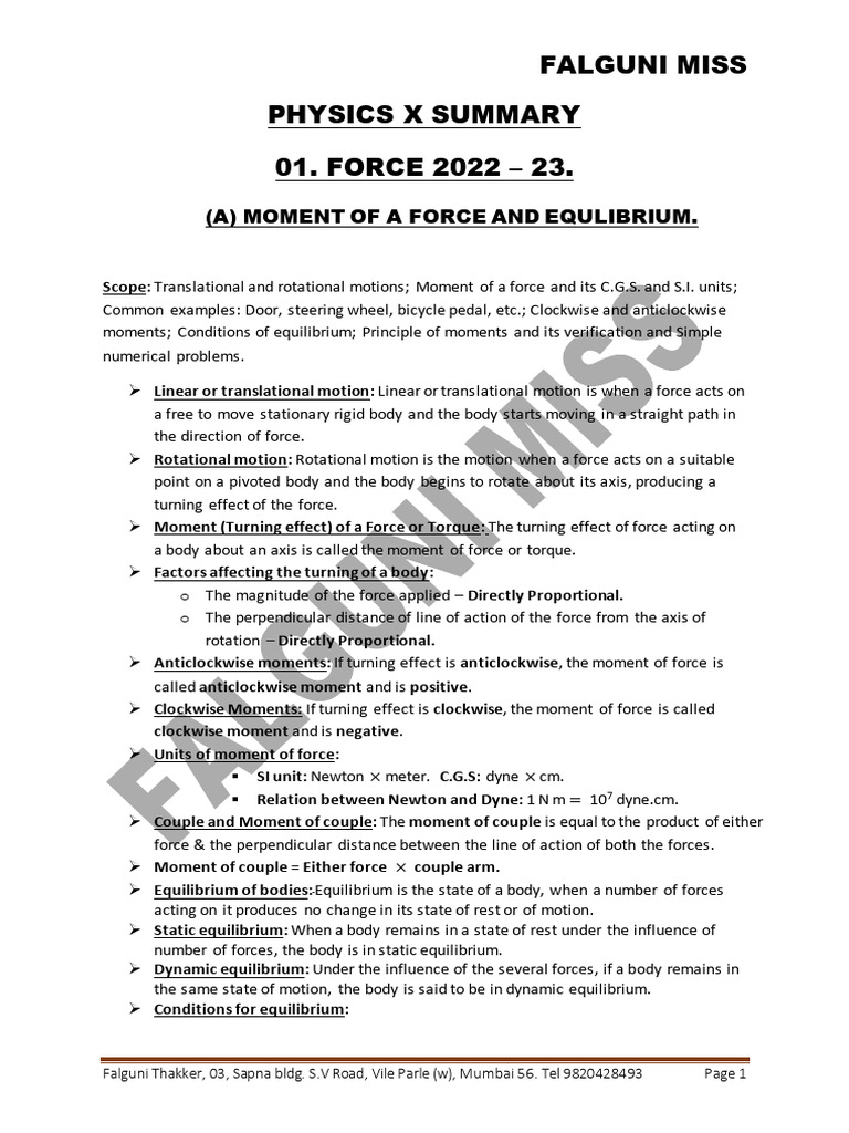 01 Phy ICSE X Force | PDF
