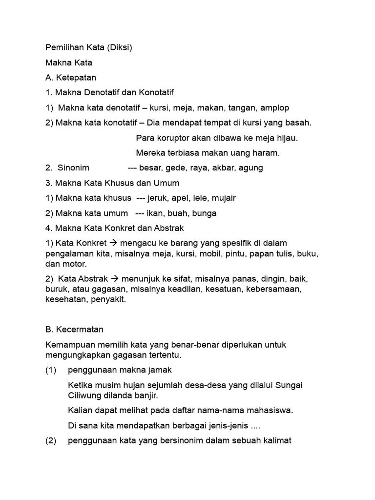 Pemilihan Kata (Diksi) | PDF