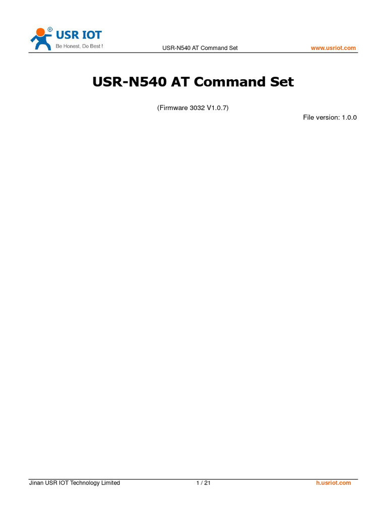 (At Command) USR N540 at Command Set - V1.0.0 | PDF | Port (Computer Networking) | Transmission ...