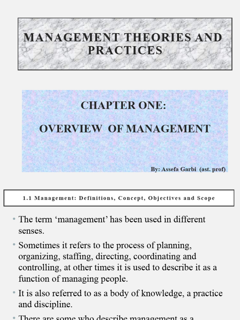 Manegement CHAPTER ONE | PDF | Goal | Human Resources