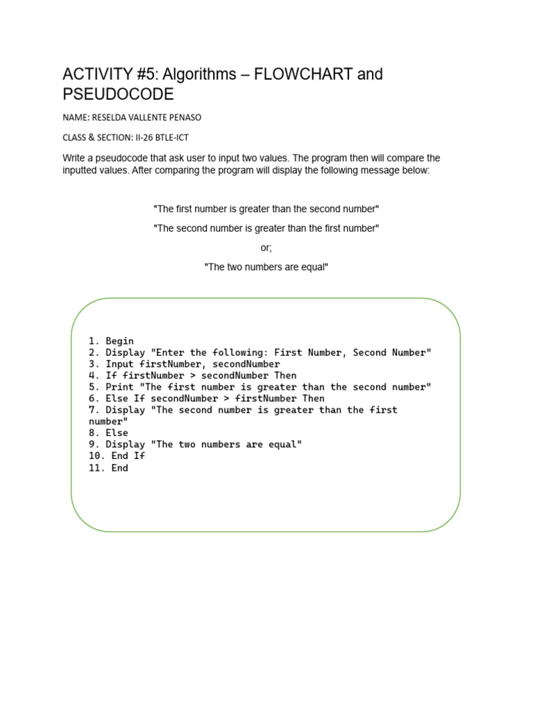 Flowchart and Pseudocode | PDF