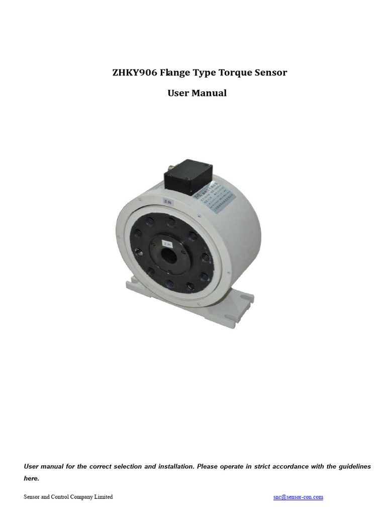 ZHKY906-1000N M Torque Senosr Data Sheet | PDF | Torque | Sensor