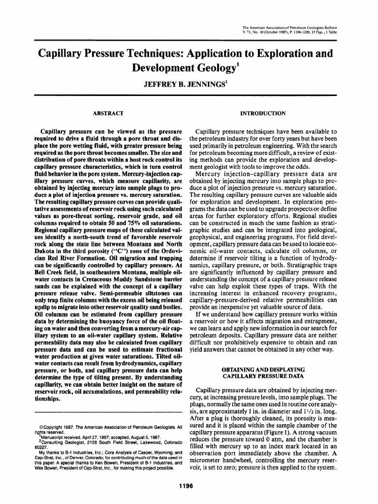 SPE-Capillary Pressure Jennings | PDF