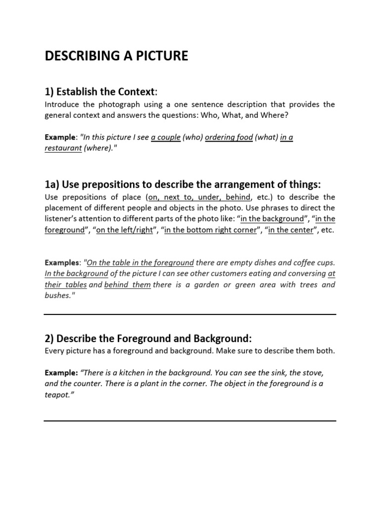 Describe A Picture Steps | PDF