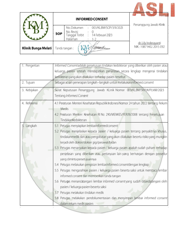 SOP Informed Consent | PDF