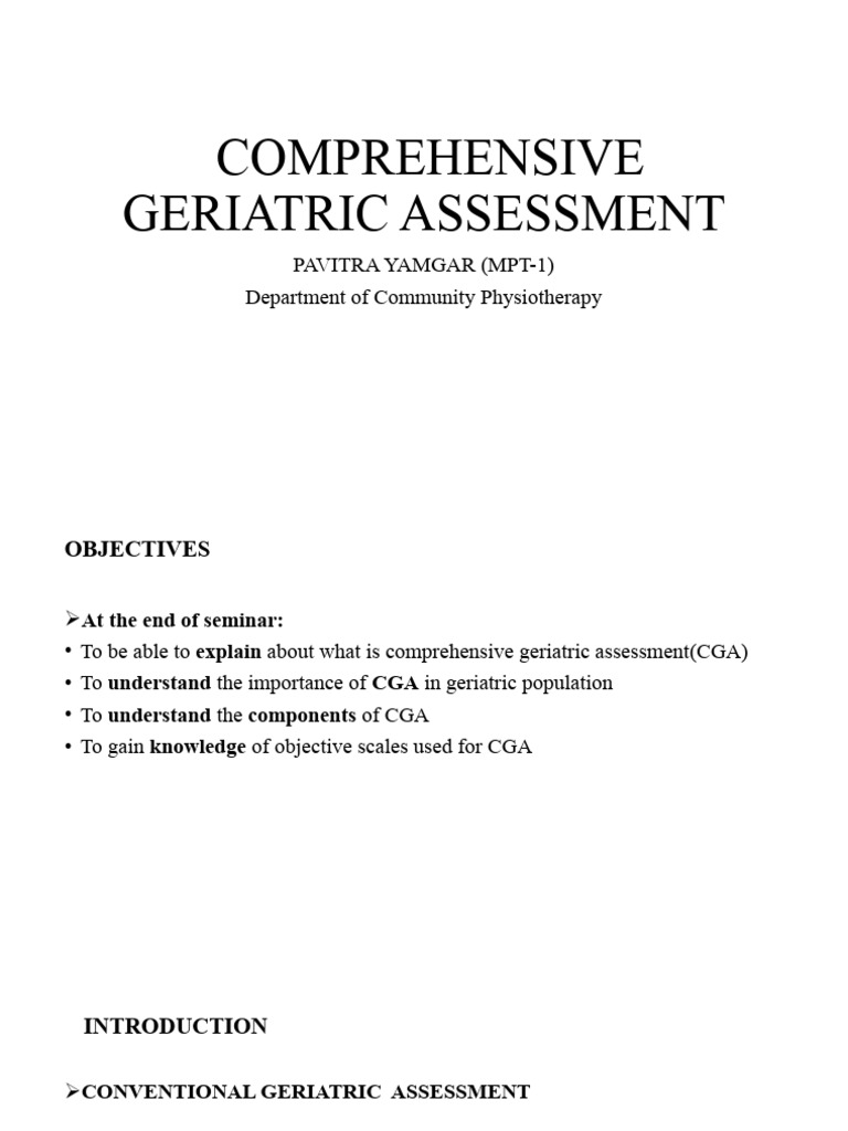 Comprehensive Geriatric Assessment Guide | PDF | Geriatrics | Physical ...