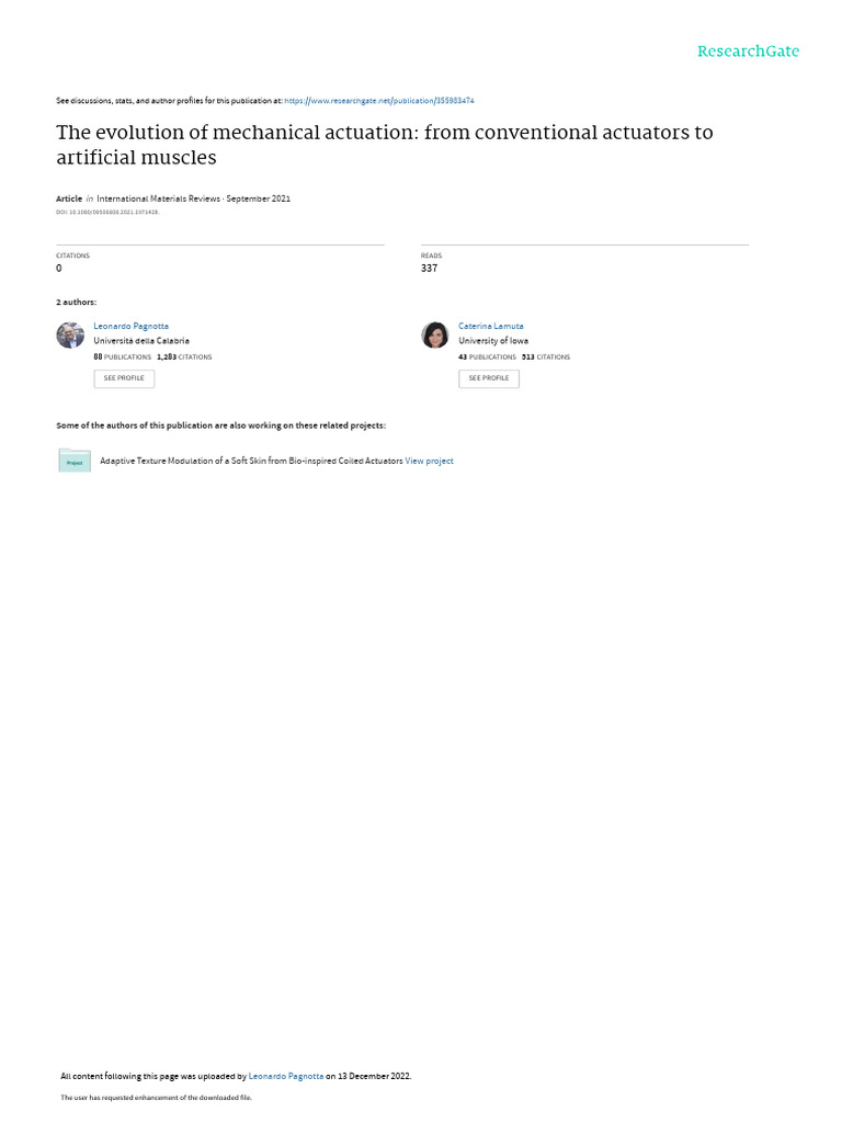 The Evolution of Mechanical Actuation: From Conventional Actuators To ...