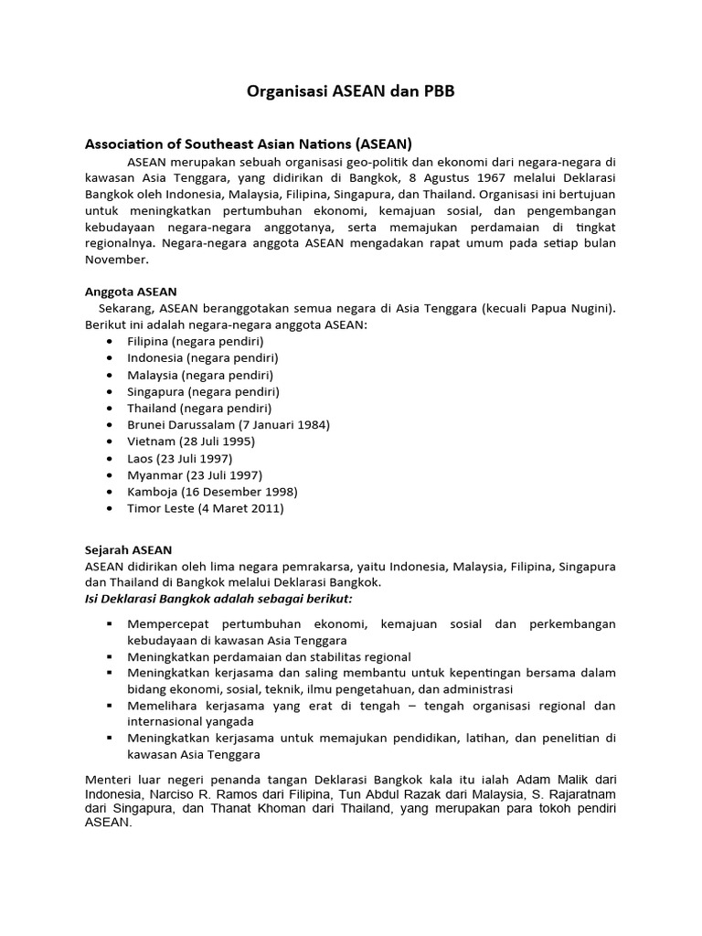 Asean Dan PBB | PDF
