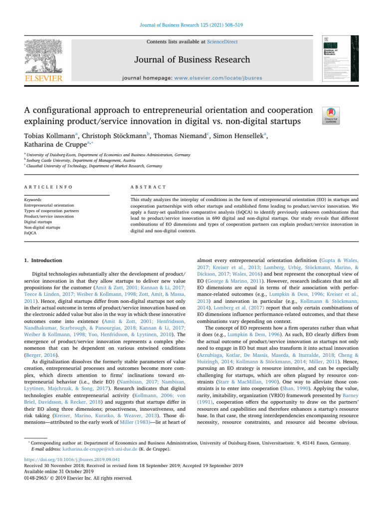 A Configurational Approach To Entrepreneurial Orientation and ...