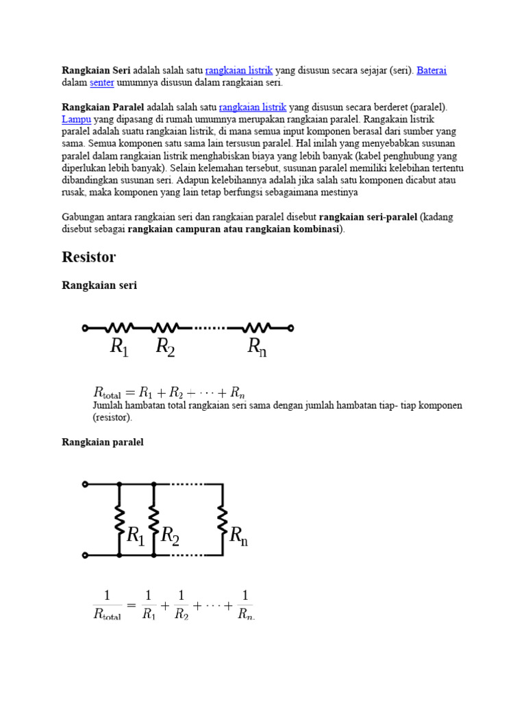 Rangkaian Seri Adalah Salah Satu Rangkaian Listrik Yang Disusun Secara Sejajar | PDF