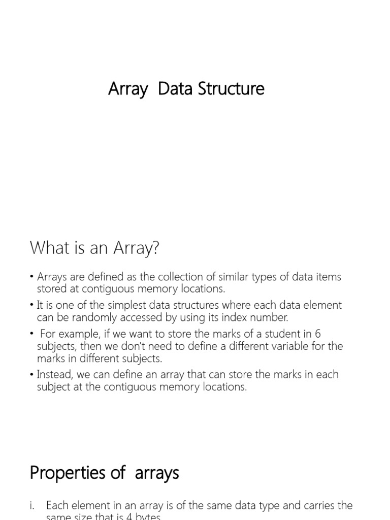 Array Data Structure | PDF | Database Index | Applied Mathematics Array Data Structure | PDF | Database Index | Applied Mathematics