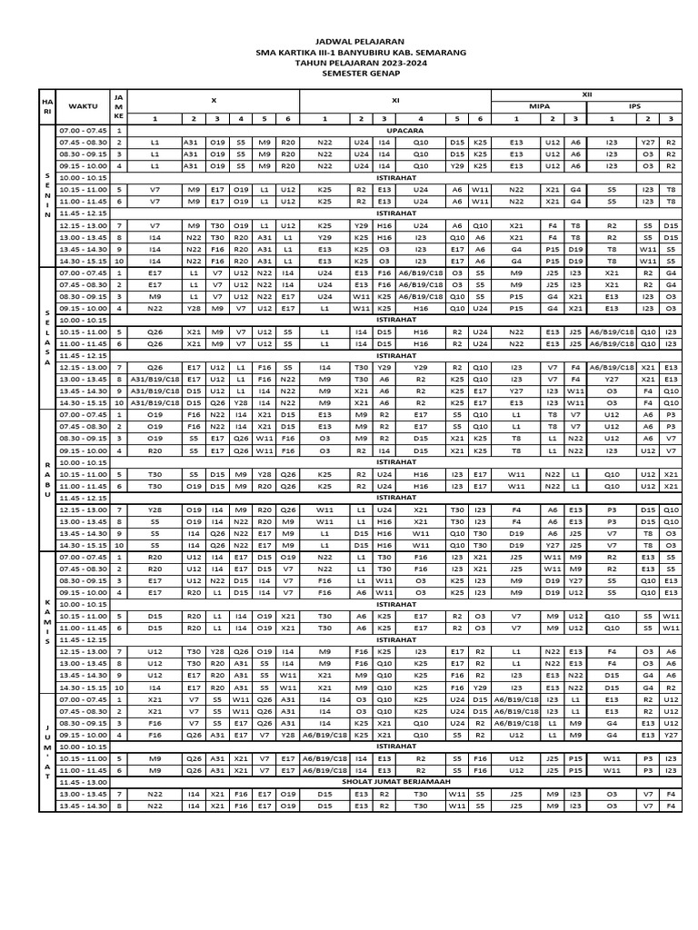 Jadwal SMT Genap 2023-2024 | PDF
