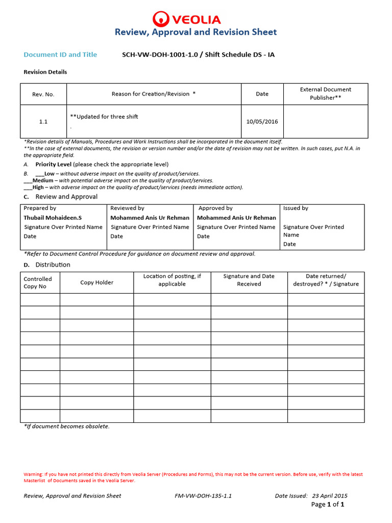 UF Equipment Logsheet (Review Approval and Revision Sheet) | PDF ...